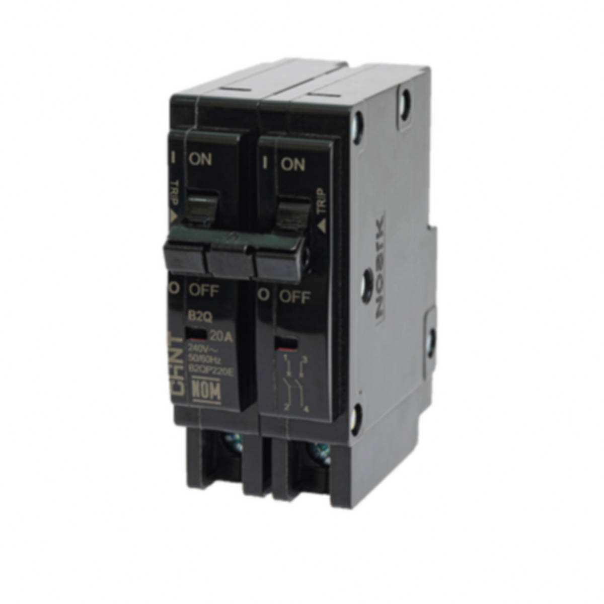 Interruptor termomagn‚tico enchufable, serie: B2Q, 2P, 20A — Aei.mx