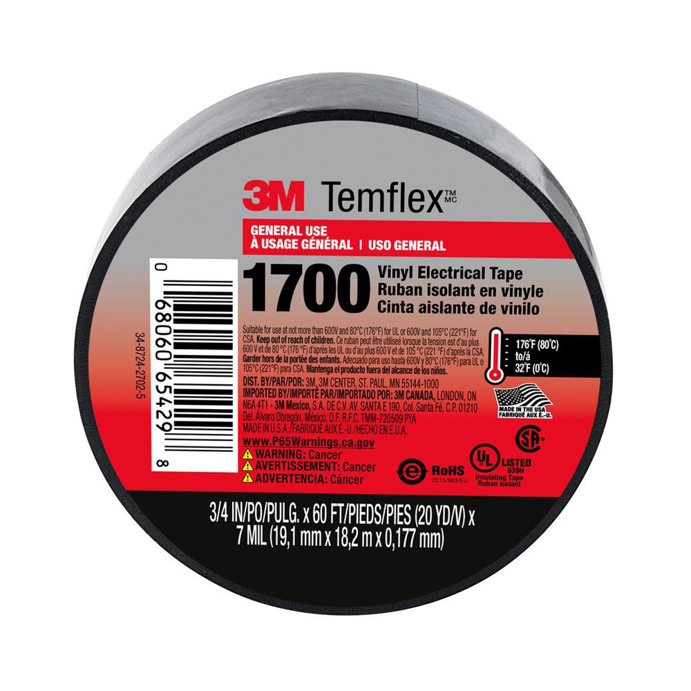 Cinta aislante Temflex 1700 Negra - 3M — Aei.mx